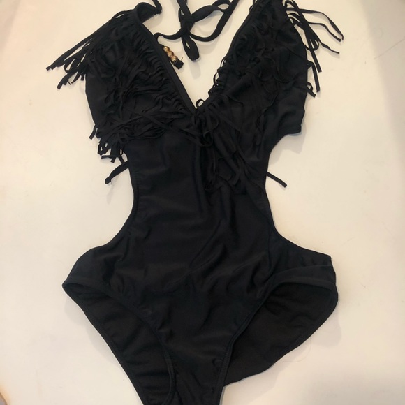Forever 21 | Swim | Nwot Forever 2 Black Fringe Bathing Suit | Poshmark